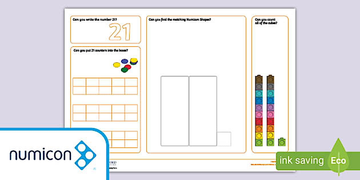 All About Number 21 Activity Mat with Numicon Shapes
